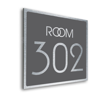 Contemporary Brushed Metal Room Number Sign AD105-BSG - Decamoda