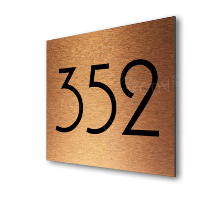 Modern Brushed Copper Hotel Door Number Sign | Hotel Door Numbers
