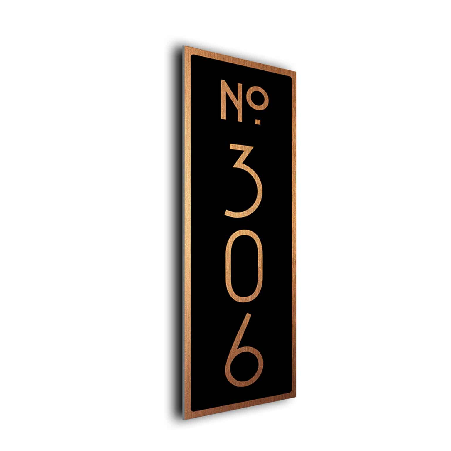 Modern Vertical Hotel Room Number Sign | Room Signs | Silver Numbers